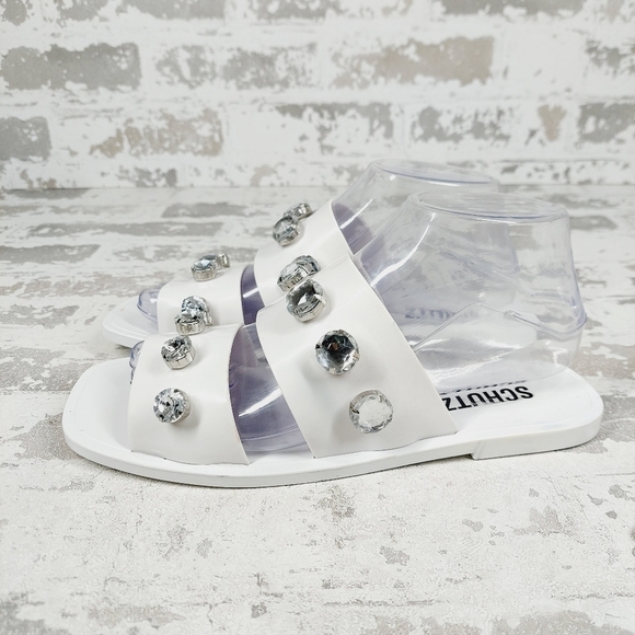 SCHUTZ | Shoes | New Schutz Lizzie White Studded Slide Sandals C25 ...